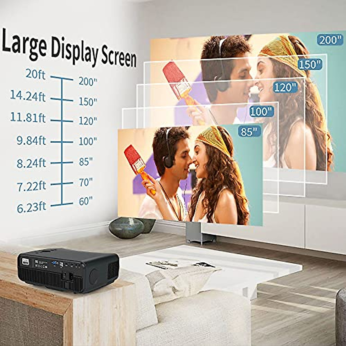 Native 1080P 5G WiFi Bluetooth Projector,10000L Wireless Outdoor Movie Projector 4K Cinema, Smart Home Theater Android Projector with 15W Speaker & Auto Keystone for iOS/Android Phone/TV Stick/PS5/DVD