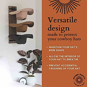 Ryker Ranch cowboy hat rack for wall | western hat rack for cowboy hats | rustic wood and metal cowboy hat hanger for wall | cowboy hat holder