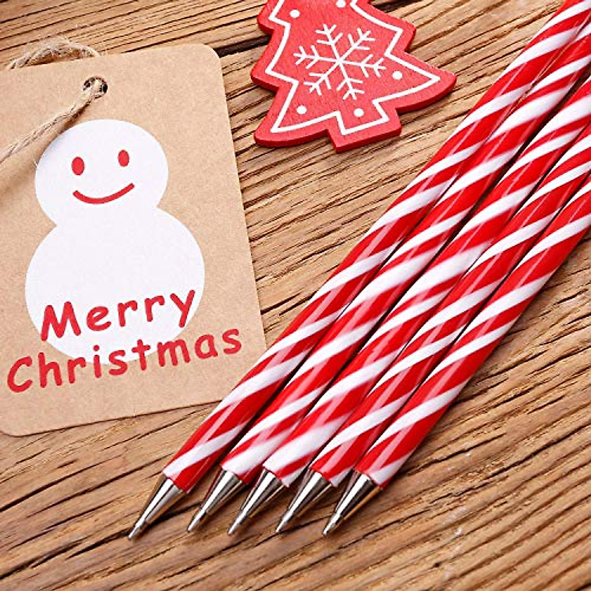 ABOAT 7 Inch Candy Cane Pen Christmas Pens with Black and Blue Ink for Christmas Holiday New Years Home Decor Party Gift (48)