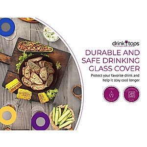 Coverware Drink Tops Ventilated Silicone Wine Glass Covers - Weighted Cover with Screen Allows Wine to Breathe - Outdoor Wine Glass Covers to Keep Particles Out - BPA Free - 4 Pack