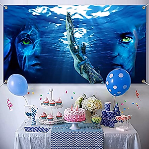 Avatar Party Backdrop Banner,Avatar Party Supplies Decorations Backdrop for Birthday Party Theme Party Room Decor Avatar 2 Character James Neytiri Background for Photo Booth Props