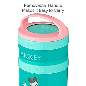 Whiskware Disney Stackable Snack Containers for Kids and Toddlers, 3 Stackable Snack Cups for School and Travel, Mickey and Minnie