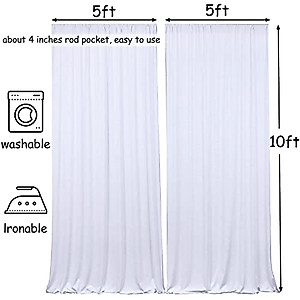10x10FT White Backdrop Curtains for Parties - White Wedding Backdrop for Baby Shower Birthday Photo Home Party Curtains Backdrop 5x10FT 2 Panels, One size