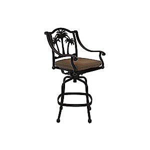 theWorldofpatio Palm Tree Cast Aluminum Powder Coated Barstool - Set of 4 - Antique Bronze
