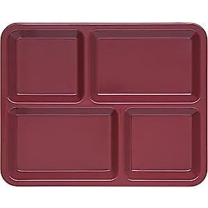 Carlisle FoodService Products Right Hand 4-Compartment Cafeteria / Fast Food Tray, 8.5" x 11", Dark Cranberry