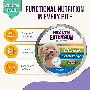 Health Extension Little Cups Grain-Free Wet Dog Food, Small Breed - Chicken 3.5 oz - Complete & Balanced, Easy to Digest, Ideal for Picky Eaters (Case of 12 Cups)
