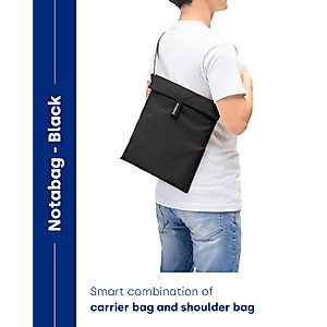 Notabag Crossbody bag (black) – All in one tote bag, handbag, fanny pack & belt bag – Innovative design made from recycled materials – Crossbody bag men and women – Versatile cross body bag