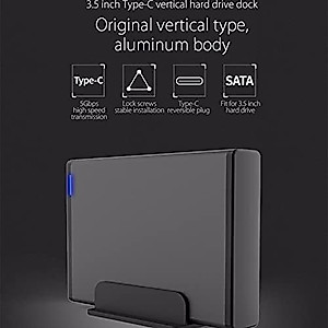 n/a Aluminum 3.5 inch Type-C USB3.1 to SATA3.0 External Case HDD SSD Hard Drive Disk Enclosure Dock Storage Box 5GBPS 8TB