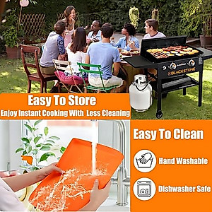 28" Silicone Griddle Mat for Blackstone, Food Grade Silicone/Unique Wave Pattern Design Griddle Accessories for Blackstone, Protective Mat for Griddle Surface, Grill Mat for outdoor grill-Blue