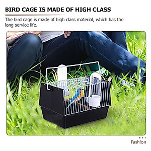 iplusmile Metal Bird Carrier Travel Cage Portable Bird Cage Travel Parrot Cage Parrot Cage Outing Bird Carrying Cage for Bird Cockatiel Conure Parakeet, Black 21x12x14cm