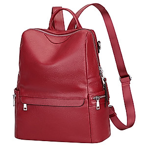 ALTOSY Leather Backpack for Women Elegant Genuine Backpack Purse Ladies Leather Shoulderbag （S80 Red Wine）