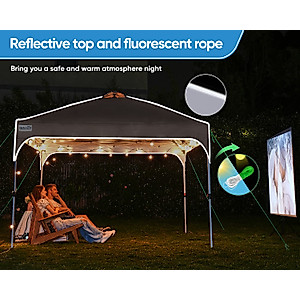 Quictent 10x10 Pop up Canopy Tent Easy One Person Set up, Portable Instant Shelter with Vent, Ez up Canopy with Reflective Top and Fluorescent Rope for Camping Backyard Patio-White