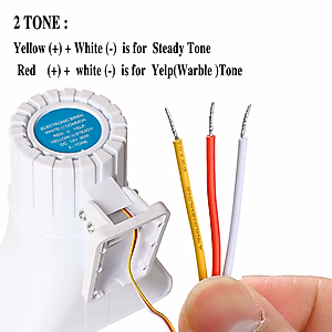 KLLsmDesign 30W Alarm Siren ,Dual Tone Outdoor Self Contained Electric Security Ring Siren with Bracket，6-12V DC 1.1Ah 130db 8 X 5.5 X 9 Inch for Car Home Doorbell Security Protection System,White