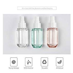 SMARTOWN 3 Pcs 1.5oz/40ml Fine Mist Spray Bottle for Travel and Home, Empty Mini Portable Cosmetic Atomizer, Small Refillable Liquid Containers for Alcohol, Hand Sanitizer, Perfume (3 Colors Pack)