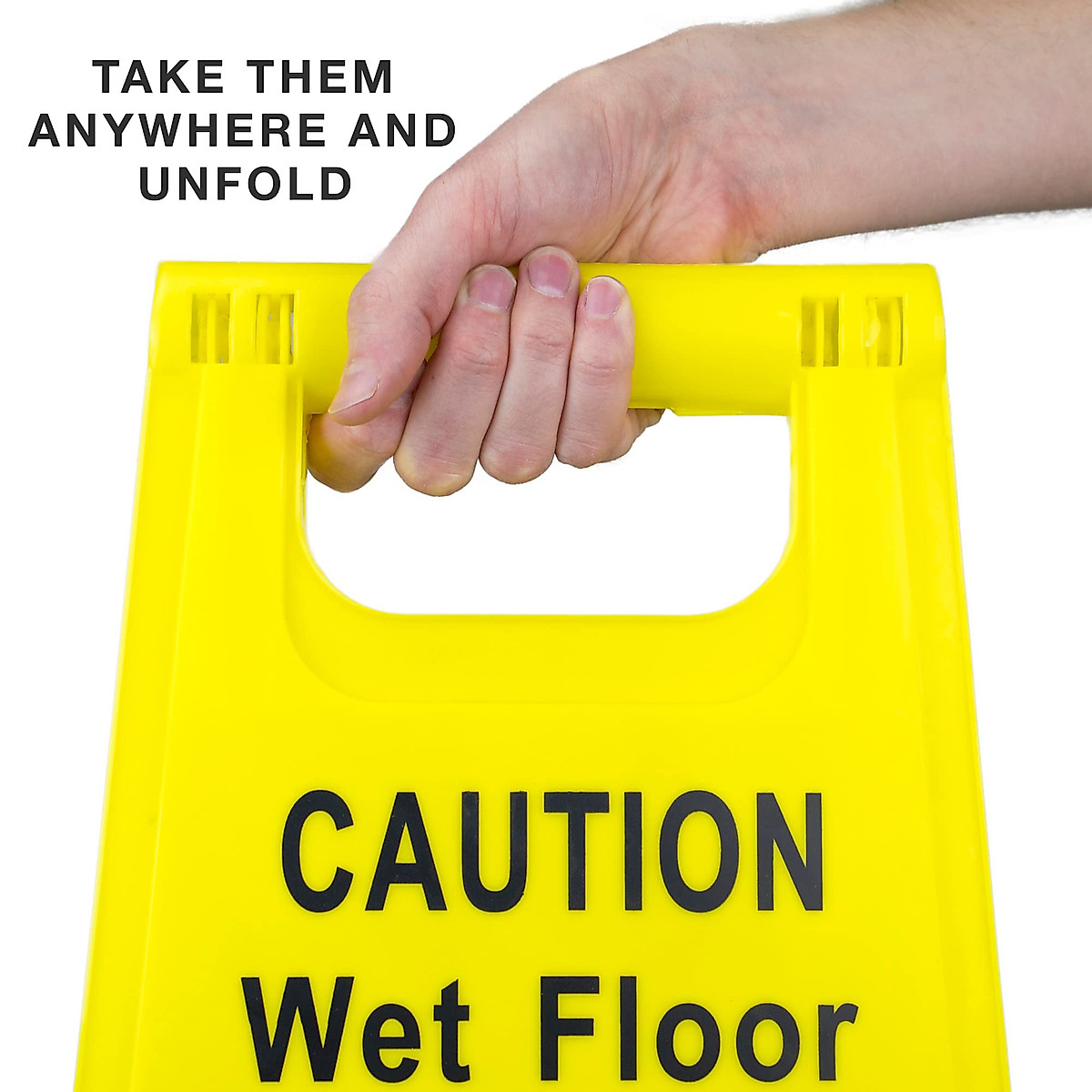 Bolthead Industrial Caution Wet Floor Signs | 2-Sided Bilingual Warning, Piso Mojado | Slip & Fall Accident Prevention | 3 Pack