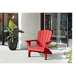 Keter Teton Adirondack Weather Resistant Furniture for Entertaining by The Pool, Patio and Fire Pit, Easy Assembly Outdoor Seating, Weatherwood