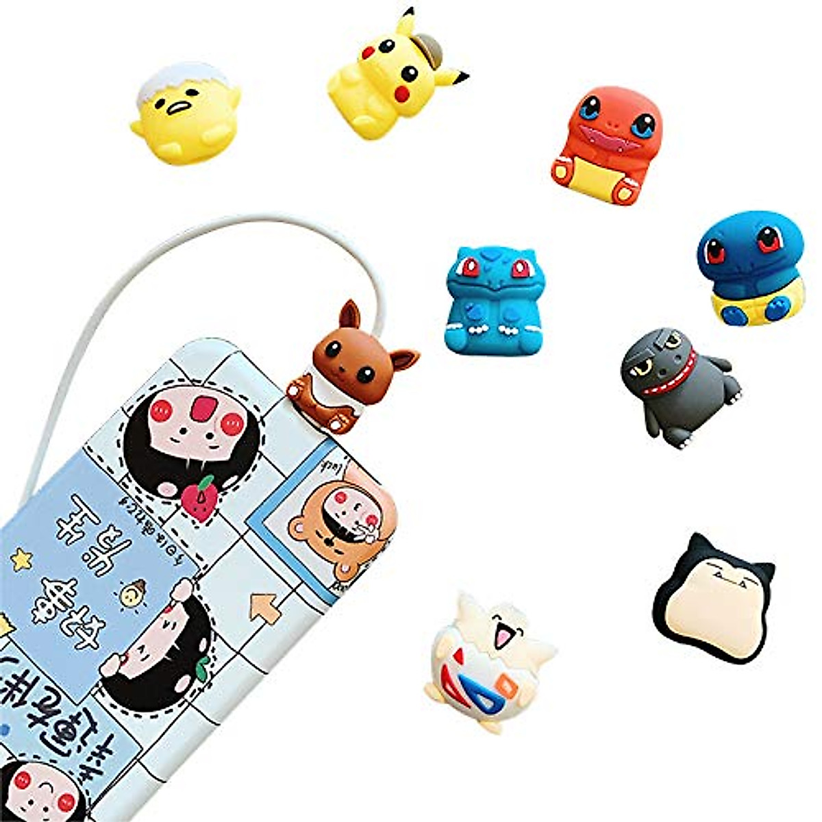 Cable Animal Bites, USB Cable Protector - Cute Kawaii Animals - for Phone Charging Cable, Compatible with iPhone and Android - 9 Pack