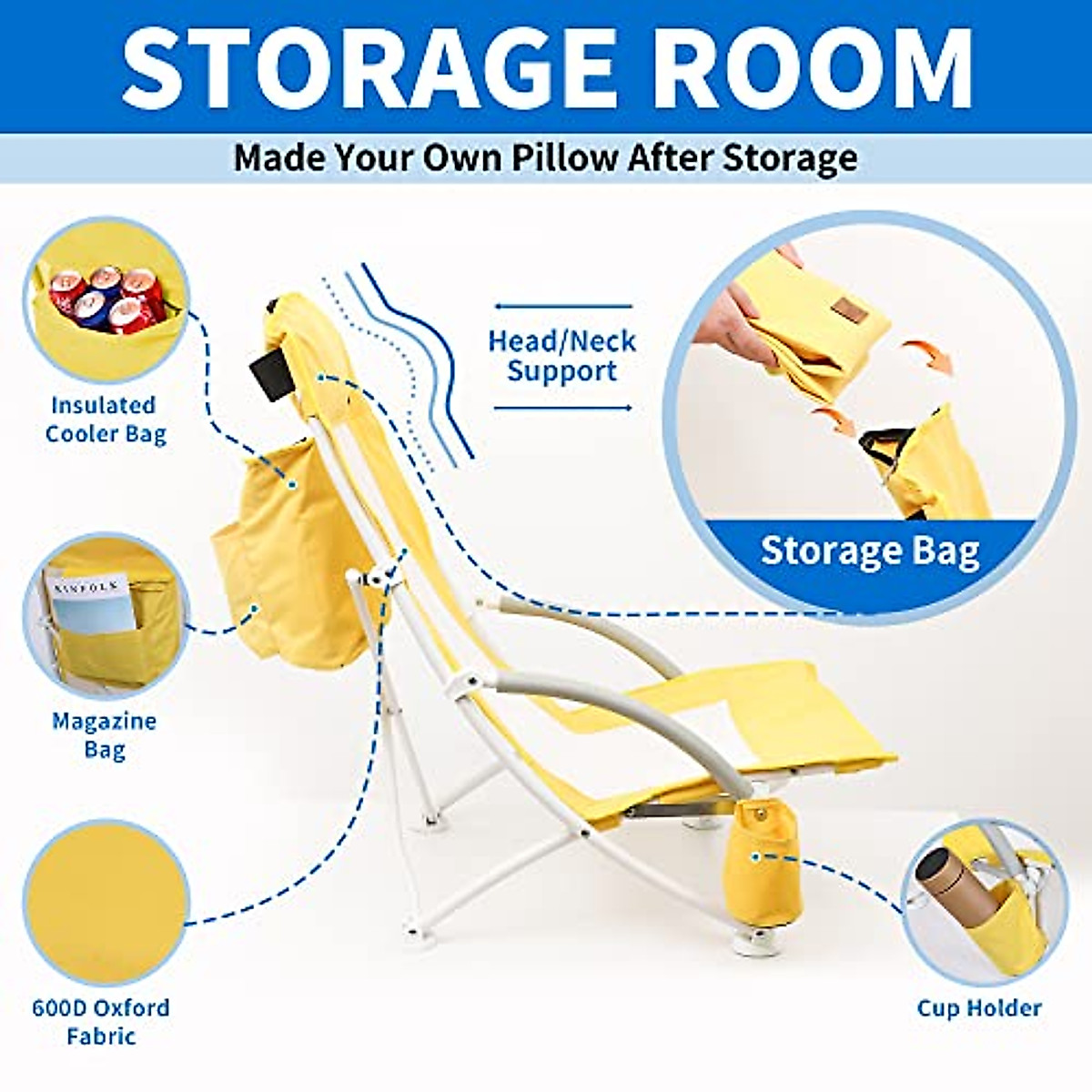 Nice C Beach Chair with Umbrella and Cooler + Low Beach Chair 2 Pack Orange