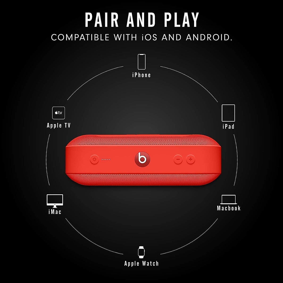 Beats Pill+ Plus Portable Wireless/Bluetooth Speaker in Red (Comes with Charging Cable)
