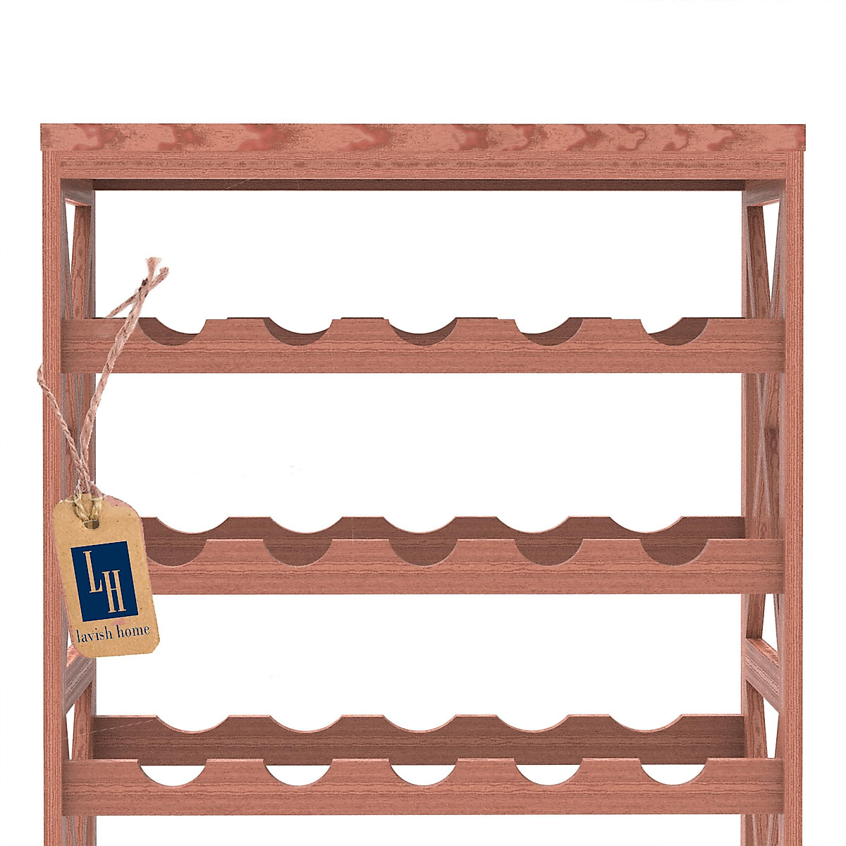 Rustic Wine Rack-Space Saving Free Standing Wine Bottle Holder for Kitchen, Bar, Dining or Living Rooms- Classic Storage Shelf by Lavish Home,Brown 10 x 21.25 x 34 inches