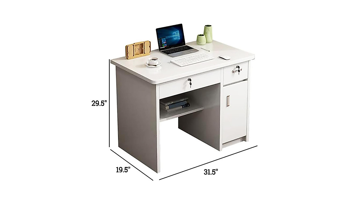 JIXDILO Modern Writing Desk with Storage - Gray