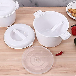FEESHOW Food Grade Portable Microwave Rice Cooker with Rice Paddle White Medium