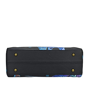 Anna by Anuschka Women's Anna Anuschka Hand Painted Women s Genuine Leather Wide Organizer Satchel Blue Elephant, Blue Elephant, One Size US