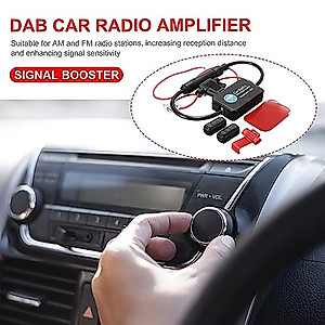 AICEL Car Antenna Booster, FM Radio Antenna Amplifier, Universal 12V Car FM Radio Aerial Antenna Amplifier Strengthen Booster, Signal Reception Adapter for Car Stereo, Audio, Radio, Media