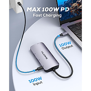 USB C Hub Multiport Adapter, Vilcome 8 in 1 USB C Hub with Gigabit Ethernet, 4K HDMI, 100W PD Charging, USB 3.0 5Gbps Data Ports, SD/TF Card Reader, for MacBook Pro/Air HP Dell Laptop