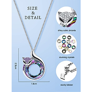 PLATO H Crystal Fox Necklace Cute Head and Tail Anniversary Jewelry for Women's Birthday Mother's Day Gifts for Her