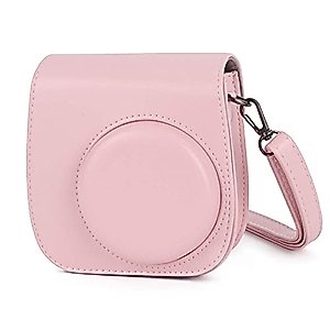 Phetium Instant Camera Case Compatible with Instax Mini 11,PU Leather Bag with Pocket and Adjustable Shoulder Strap (Blush Pink)