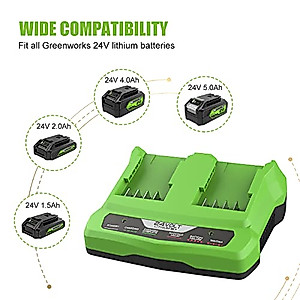 ANTRobut 2Pack 6.0Ah Replacement Greenworks 24V Battery 29842 29852 BAG709 BAG710 for Greenworks 24V and 2x24V(48V) Tools with Dual Port Charger