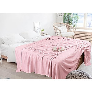 Utopia Bedding Dusky Pink 100% Cotton Blanket [Queen Size - 90x90 Inch] 350GSM Lightweight, Soft and Breathable Thermal Blanket for All Seasons