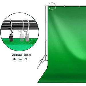 LimoStudio 6 x 9 ft. Green Chromakey Screen Backdrop Muslin, Extra Soft Silk Non-Glossy Texture with 5 Ring Clip Backdrop Holder for Photo Video Studio, AGG1338