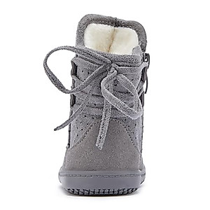 BMCiTYBM Baby Girl Winter Snow Boots Western Warm Fur Booties Infant First Walker Shoes for 6 9 12 18 24 Months Grey Size 4 Toddler