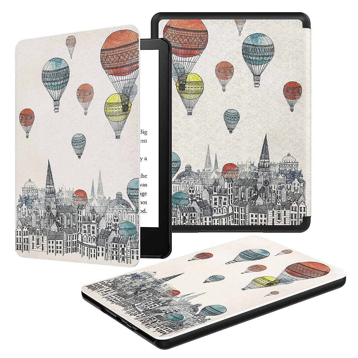 Dadanism Case Fits Amazon 6.8" Kindle Paperwhite(11th Generation 2021 Release), Casing Shell Cover with Auto Wake/Sleep for Kindle Paperwhite Signature Edition and E-Reader Protector, City Balloon
