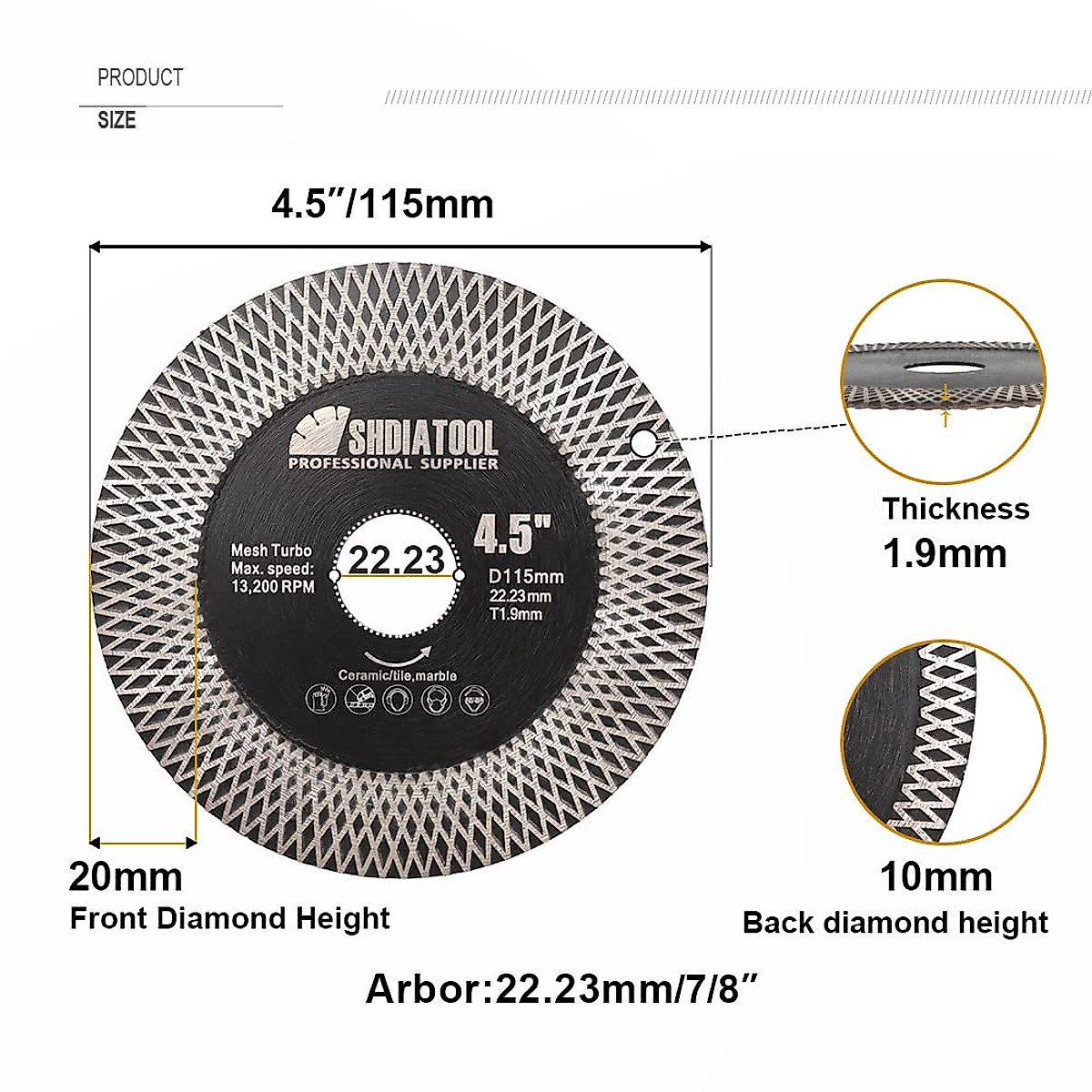 SHDIATOOL 4 Inch Diamond Wet Polishing Pads and Tile Diamond Saw Blade, Cutting Grinding Disc Wheel