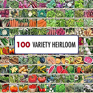 Survival Essentials Garden Heirloom Seed Vault, 100 Variety, Over 17,500 Vegetable, Fruit, and Herbs Seeds, Non-GMO, Non-Hybrid, Plus Free Microgreens Kit
