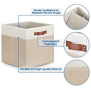 Temary Storage Baskets 13 Inch Fabric Storage Cubes Set of 6 Storage Baskets for Shelves Closet Baskets for Storage with Handles, Cloth Organizer Bins for Home, Office