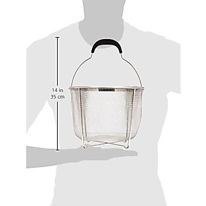 Polder 8 inch Strainer and Steamer Insert Basket, Stainless Steel, Perfect for Cooking Vegetables, Pasta and more