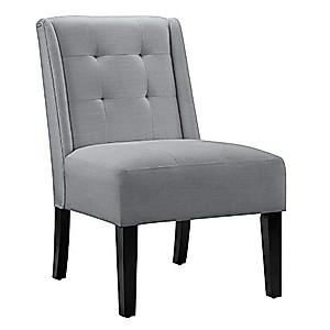 Amazon Basics Modern Tufted Accent Chair with Solid Wood Legs, Grey