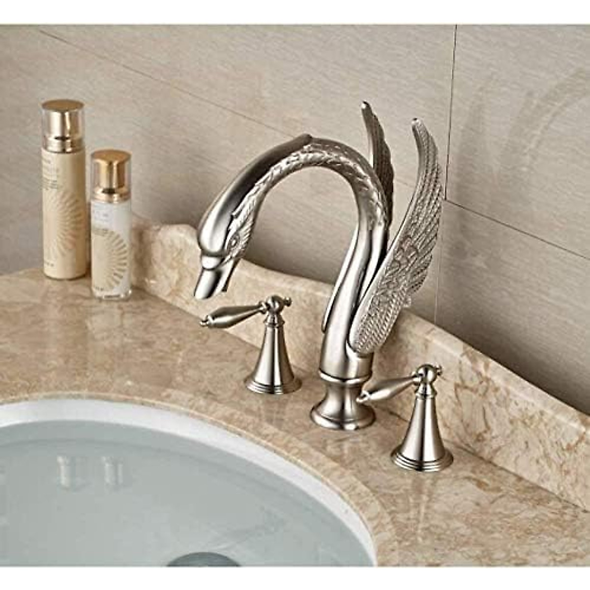 Kitchen Taps Faucet Morden Luxury Brushed Nickel Bathtub Faucet 3 Pieces Bathroom Faucet Two Handles Mixer Tap