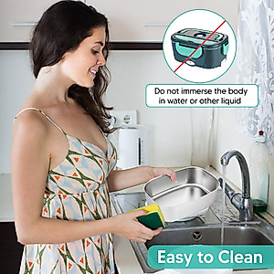 Filligs Electric Lunch Box Food Heater, 110V 12V 24V, Food Warmer for Office, Truck, Car, Work, With Removable Stainless Steel Container, Loncheras Electricas Para Calentar Almuerzo