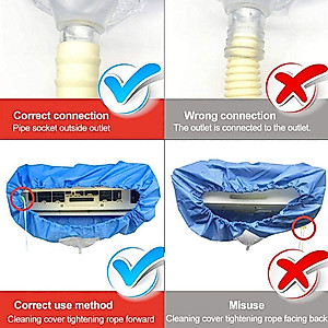 Air Conditioner Cleaning Protector Cover Waterproof Dustproof Cover Bag with Drain Outlet and Water Pipe Dust Washing Clean Protector Bag Wall Mounted Split AC Air Conditioning Service Bag (Blue, M)