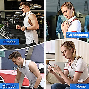 ITHKY Portable Neck Fan Hands Free Bladeless Neck Fan, 360° Cooling Hanging Fan, USB Rechargeable Personal Neck Fan, Headphone Design Neck Air Conditioner with 3 Wind Speed for Outdoor Indoor (White)