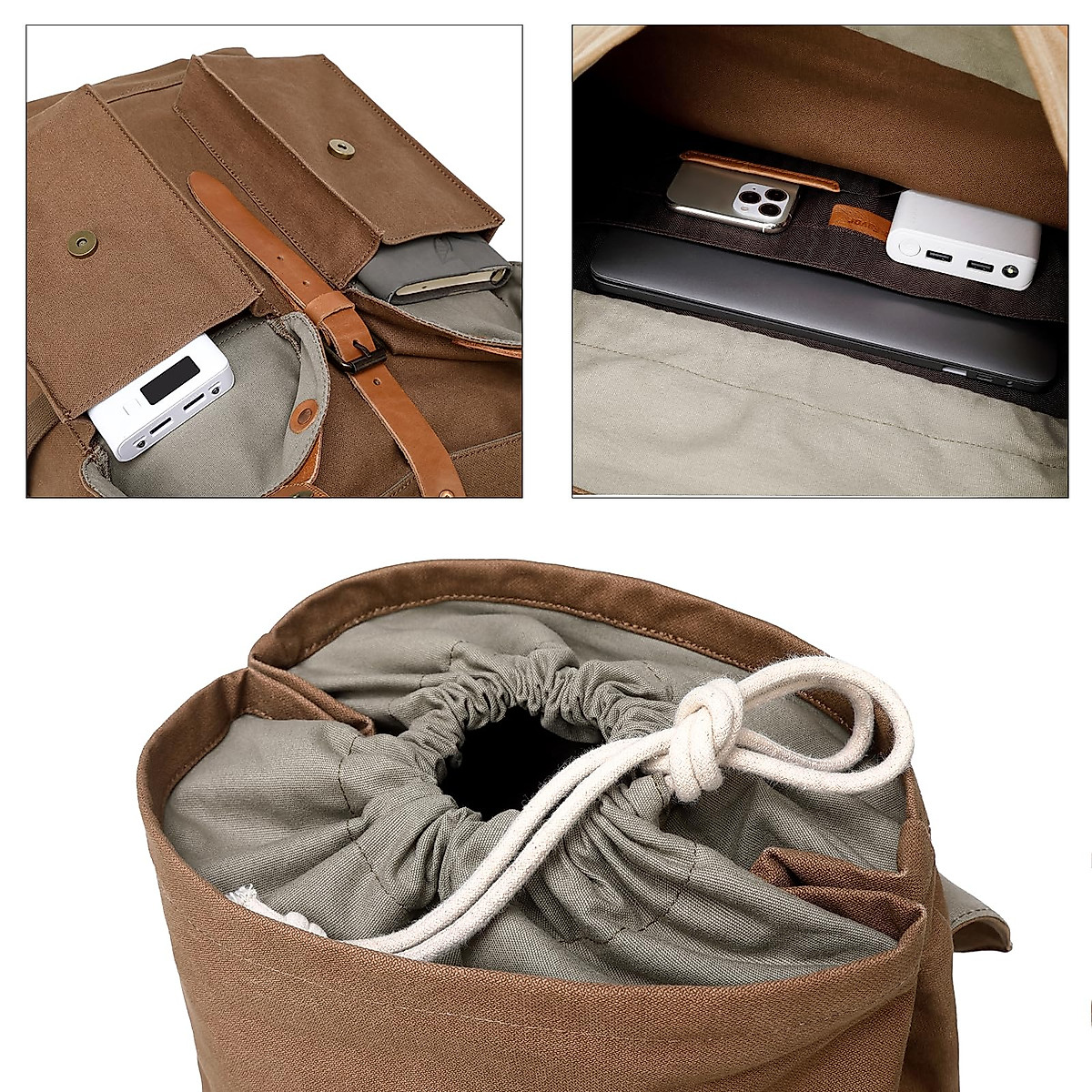 G-FAVOR Travel Backpack for Men Women, 40L Extra Large Canvas Backpack High Density Detachable Rucksack Daypack Weekender Bag for Outdoor Hiking Camping School