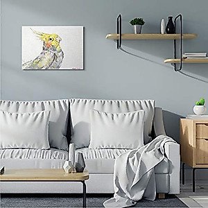 Stupell Industries Cockatiel Bird Portrait Tropical Yellow Grey Pet, Design by George Dyachenko Canvas Wall Art, 24 x 30, White