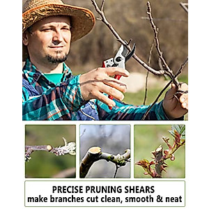 Pruning Garden Shears,Three Wood Plant Scissors for Gardening,Branch Cutter,Tree Trimmer,Bypass & Flower Pruners,Heavy Duty Hand Clippers Snips Secateurs