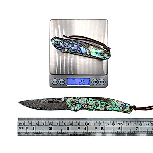 ALBATROSS Pocket Knife Abalone Seashells 6.5'' Modern Damascus Steel Knife Liner Lock Folding Knife Gift Box - HGDK015B