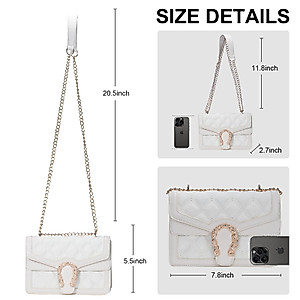 Aiqudou Quilted Crossbody Shoulder Bag for Women - Small Denim Chain Purse Leather Strap Fashion Casual Messenger Purse Bag(Mini White)